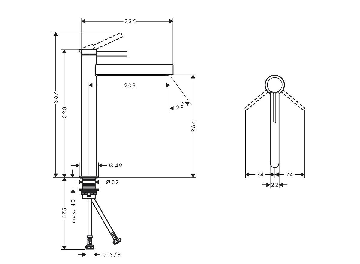 hansgrohe Finoris bateria umywalkowa wysoka 260 z kompletem odpływowym ...